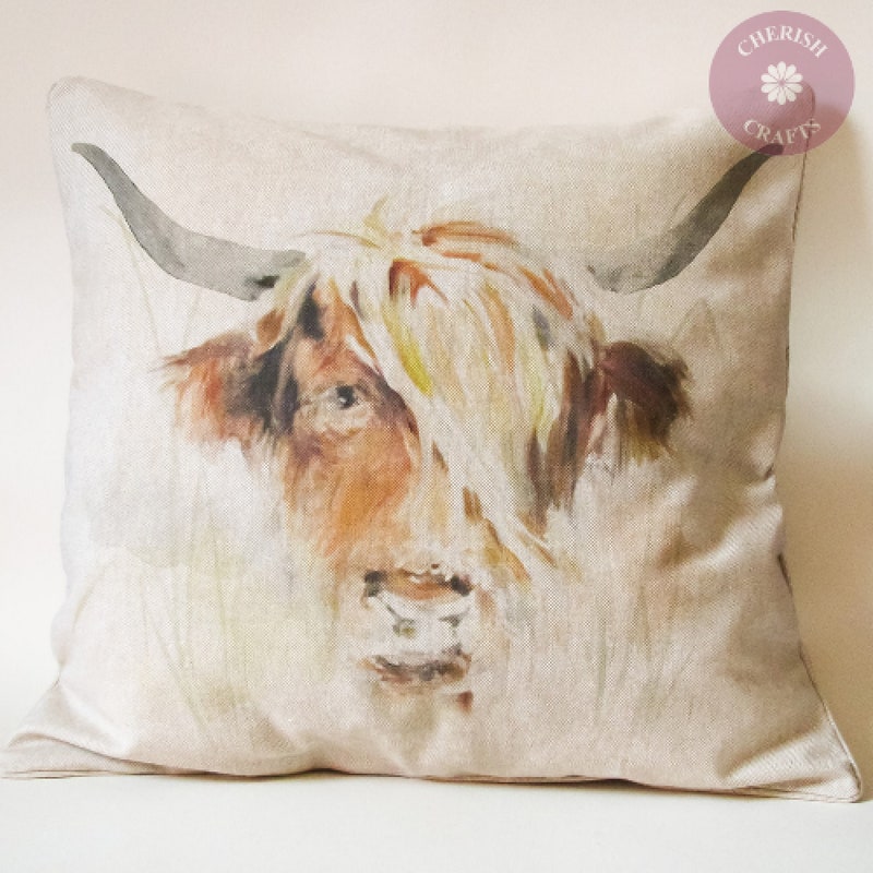 Highland Cow Cushion - Etsy UK