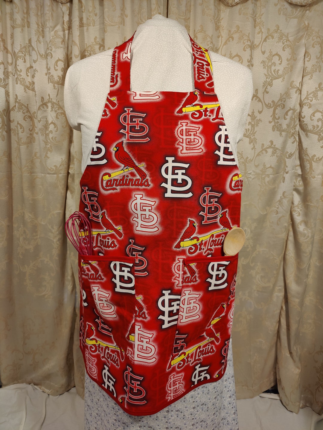St. Louis Cardinals Baseball Apron, Handmade Adult Bib Apron, MLB ...