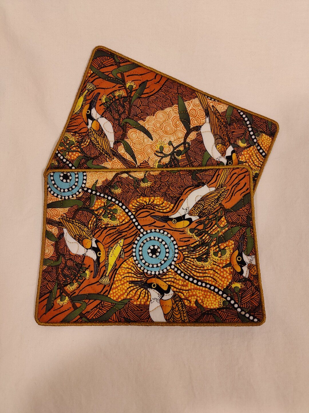 Aboriginal King Fisher Mug Rug, Nature Coaster, Coffee Cup Mat, Women's ...