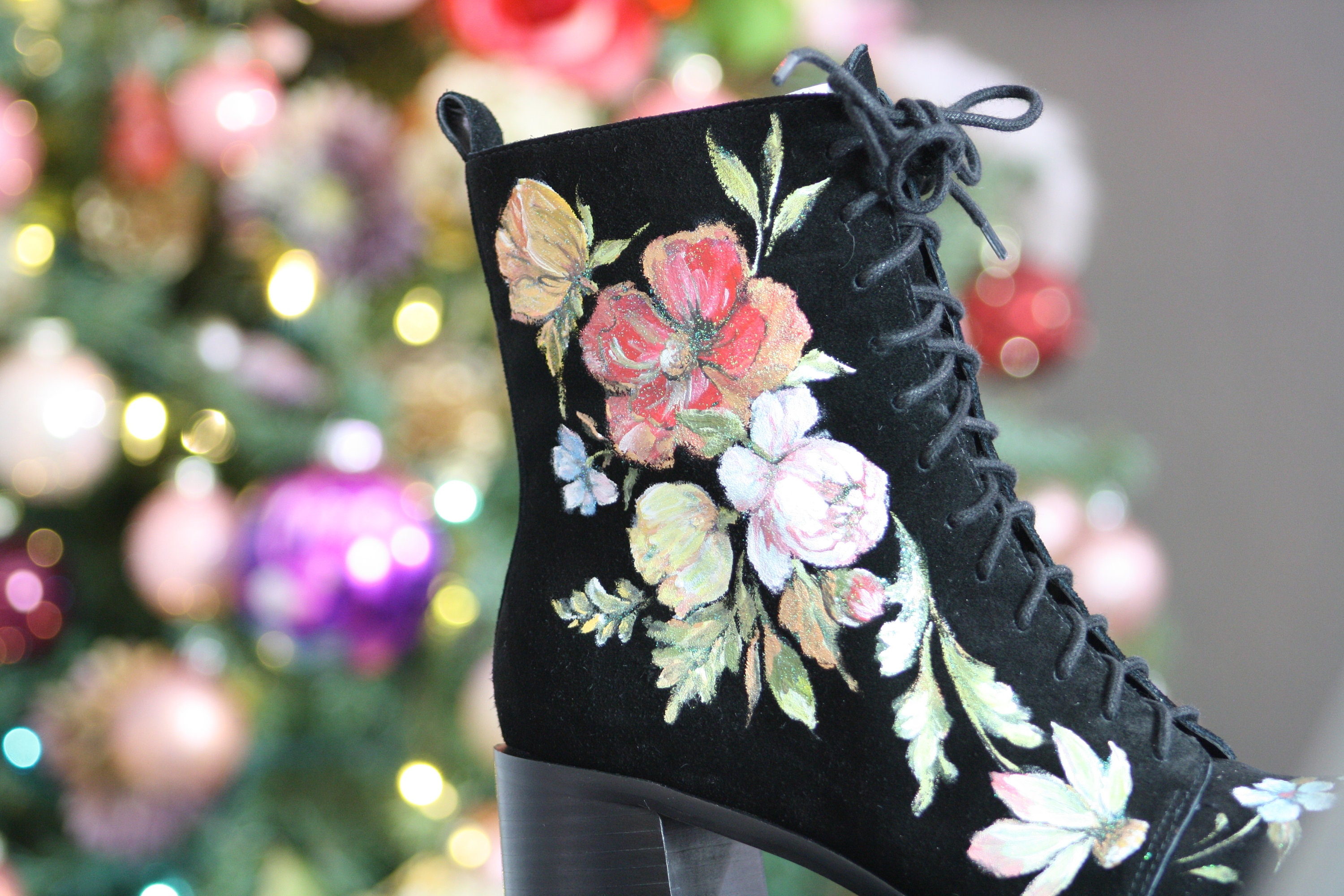 Custom Painting on Boots. Hand Painted Leather Boots Floral | Etsy