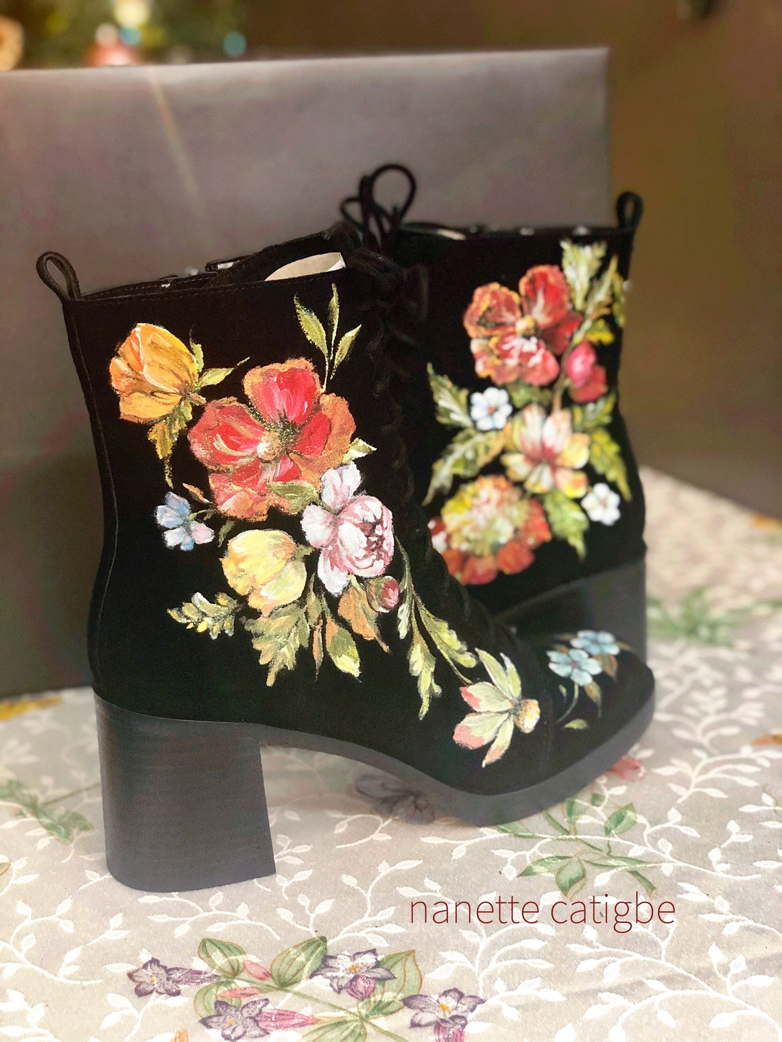 Custom Painting on Boots. Hand Painted Leather Boots Floral | Etsy