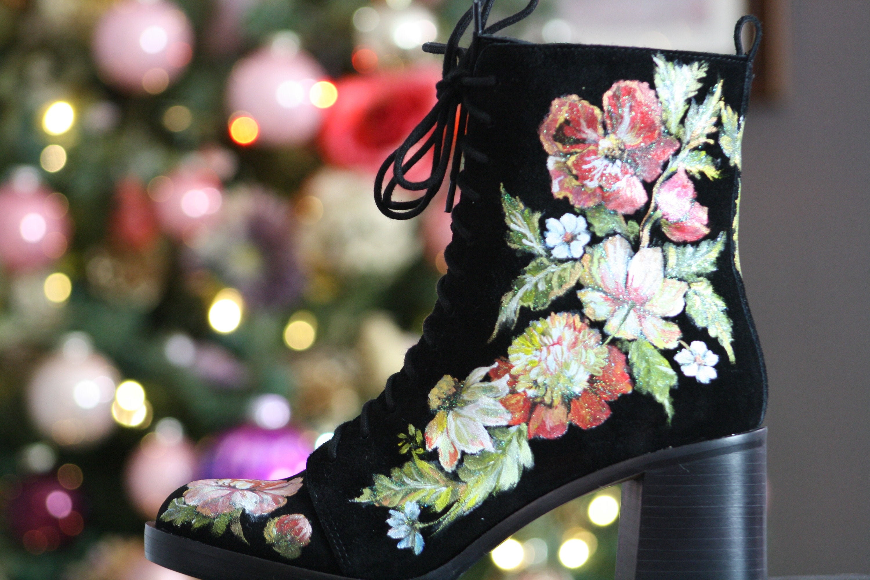 Custom Painting on Boots. Hand Painted Leather Boots Floral | Etsy