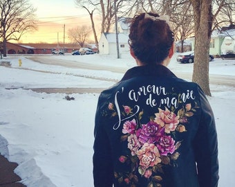 Monets Poppy Field Inspired Hand Painted Denim Jacket - Etsy