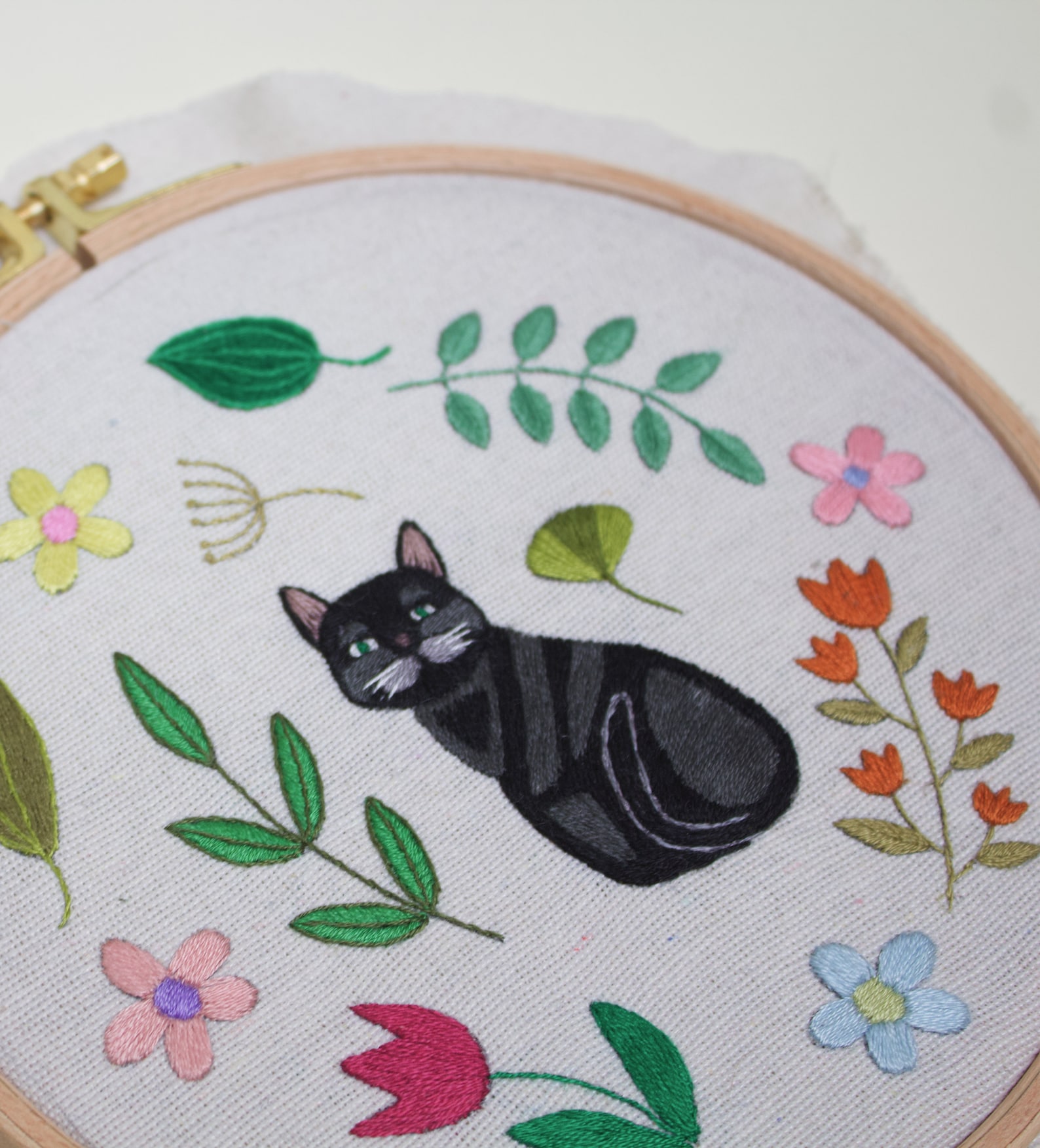 Floral Cat Embroidery Pattern PDF Flower Pattern Embroidery - Etsy