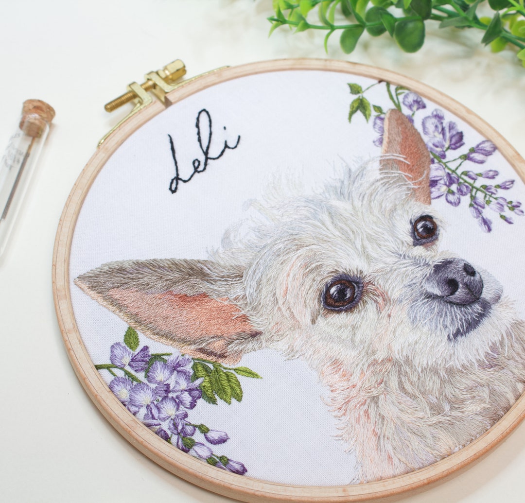 Custom Pet Embroidery With Flower Decor | Embroidered Pet ...