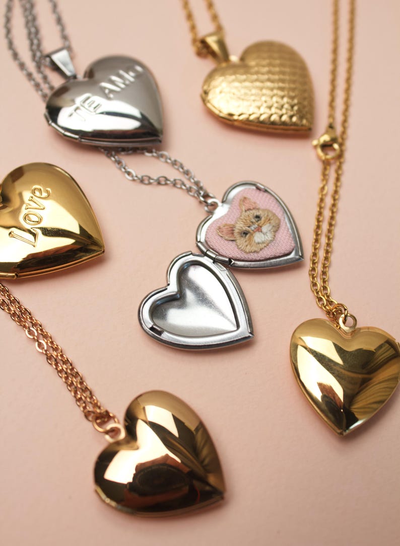 Heart Shaped Pet Locket | Custom Embroidered Necklace Memorial Jewelry ...