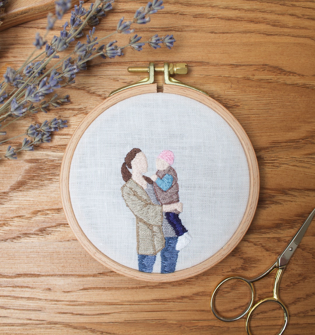 Custom Embroidered Portrait by Photo - Personalized Faceless Embroidery ...