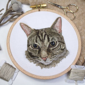 Custom Cat Portrait Embroidery | Personalized Pet Gift | Pet Memorial ...