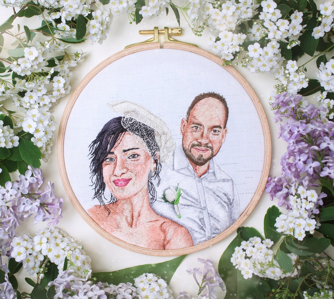 Custom Wedding Couple Embroidery | Bride and Groom Portrait ...