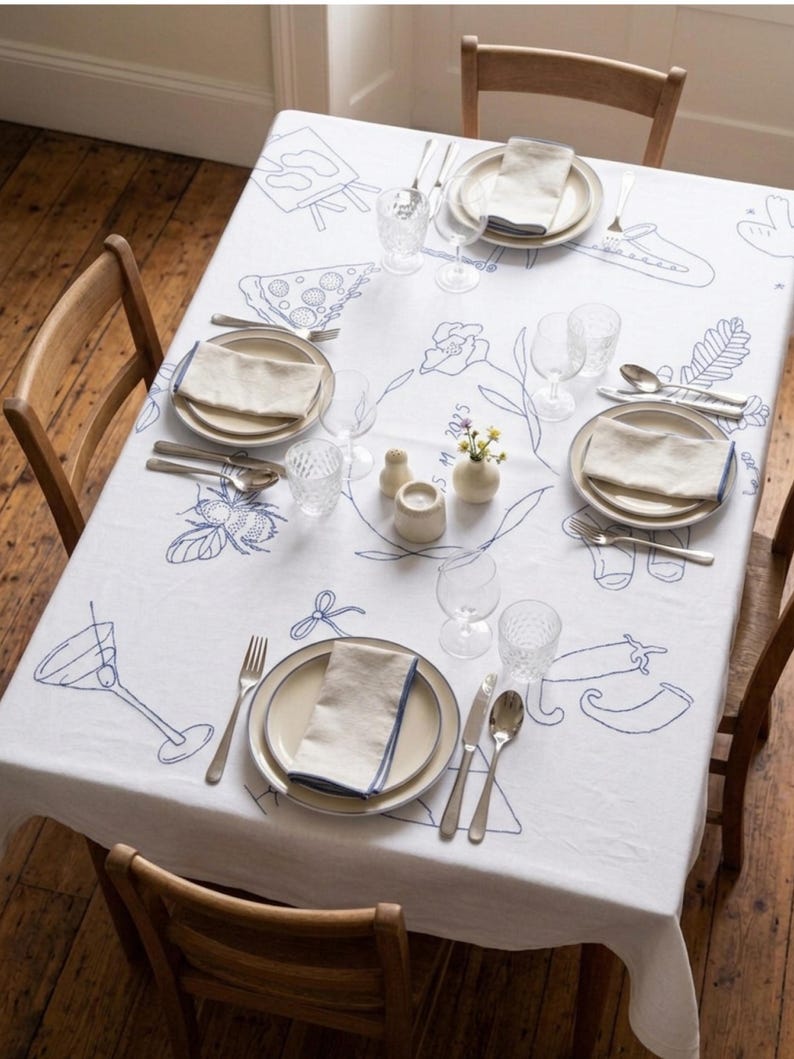 Custom Embroidered Tablecloth Holiday – Wedding Heirloom Gift With ...