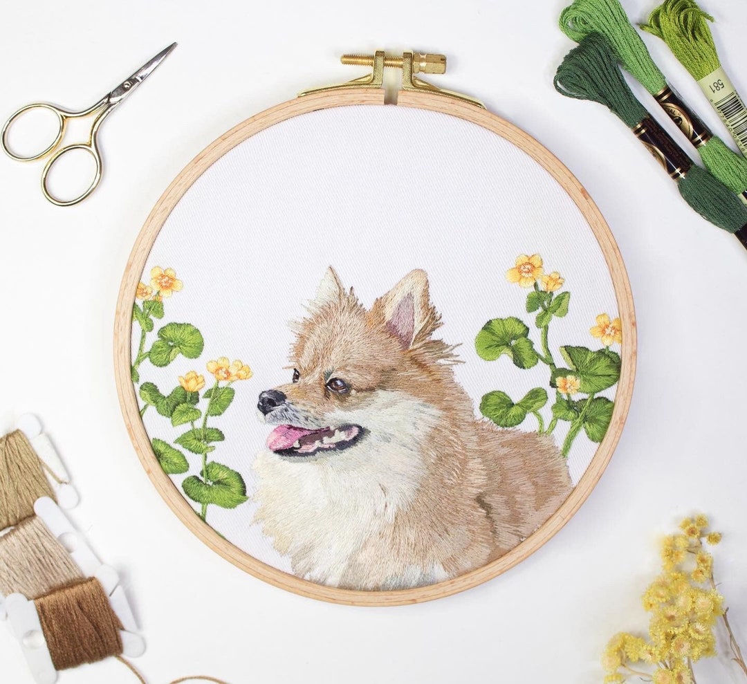 Custom Hand Embroidery Pet Portrait | Pet Memorial | Photo to ...