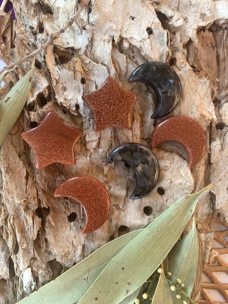 Carved Crystal Moon - Carved Crystal Stars - Crescent Moon - Carved ...