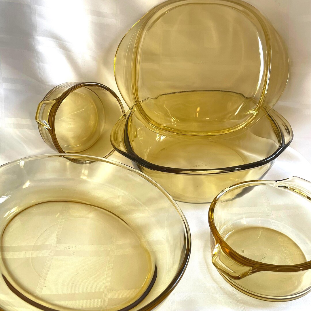 Vintage Amber Glass Bakeware Set: 1970s Mexico Oven-to-table Cookware ...