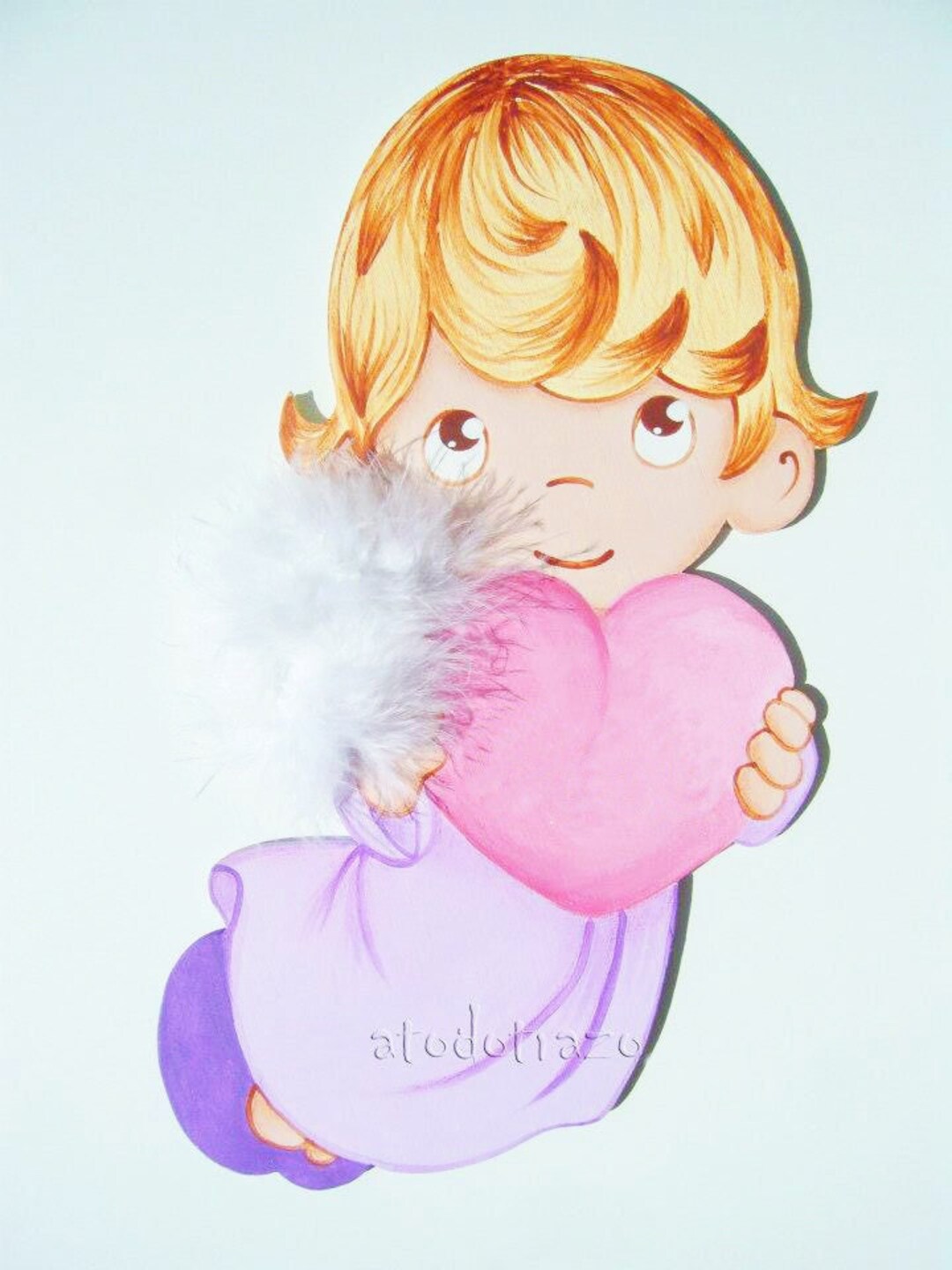 Silueta De Madera, Decoración Infantil, Angelito Con Corazón. - Etsy