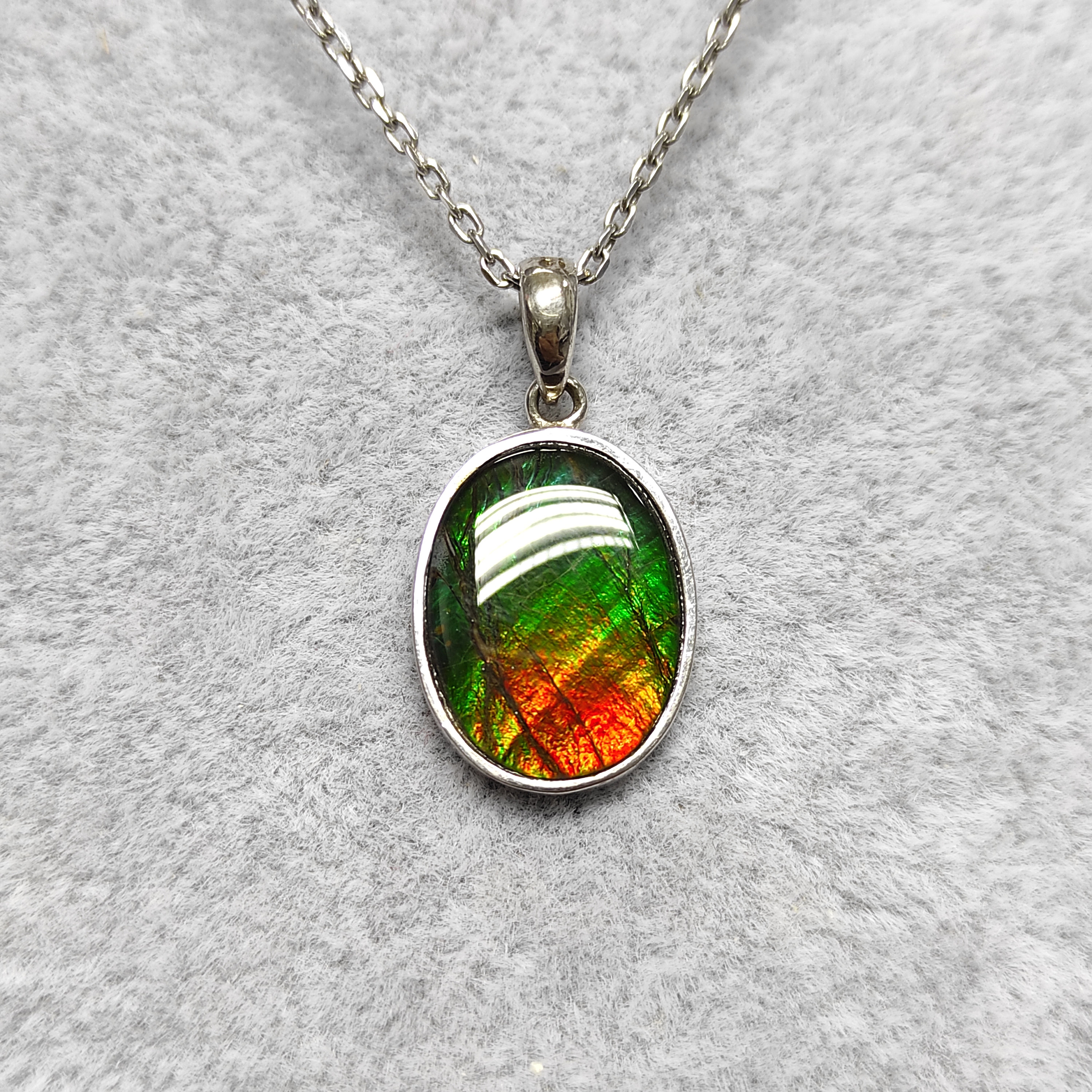 Oval Ammolite Triplet Sterling Silver Pendant 16x12mm - Etsy