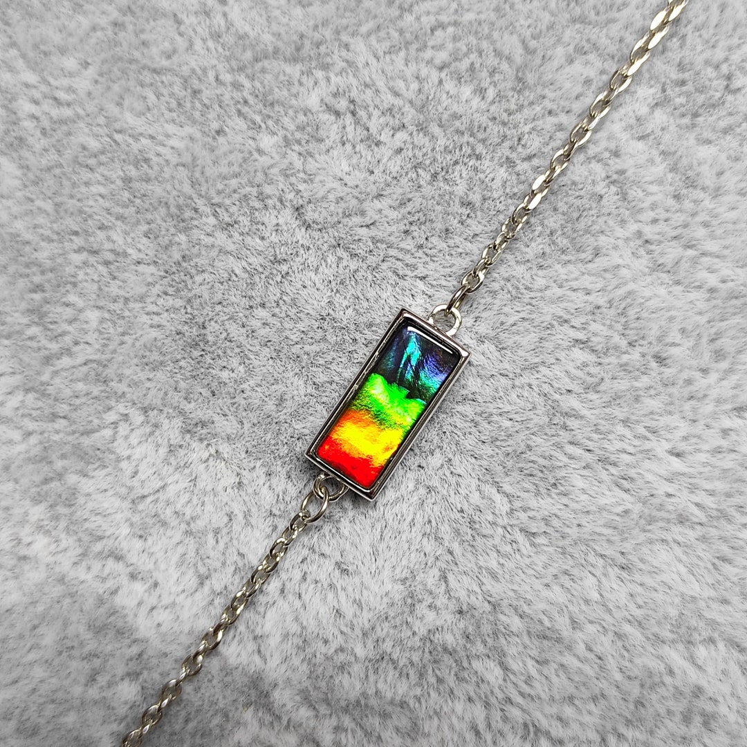 Rectangle Ammolite Triplet Sterling Silver Bracelet 12x5mm - Etsy