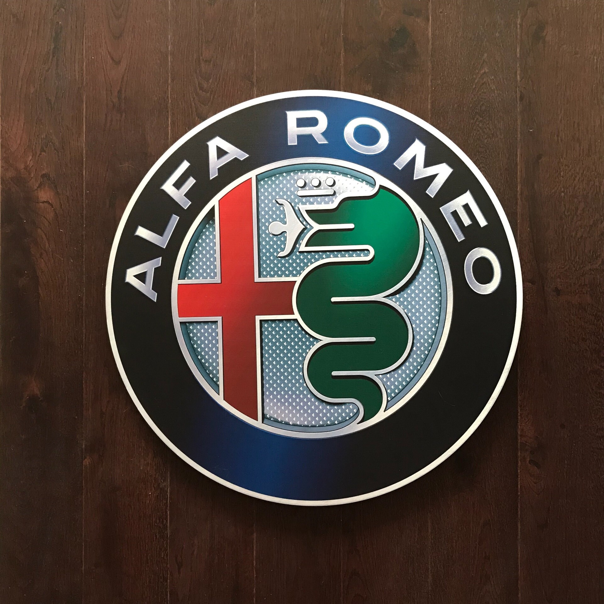 Alfa Romeo sign garage Brushed Silver Aluminum Logo 2 feet | Etsy