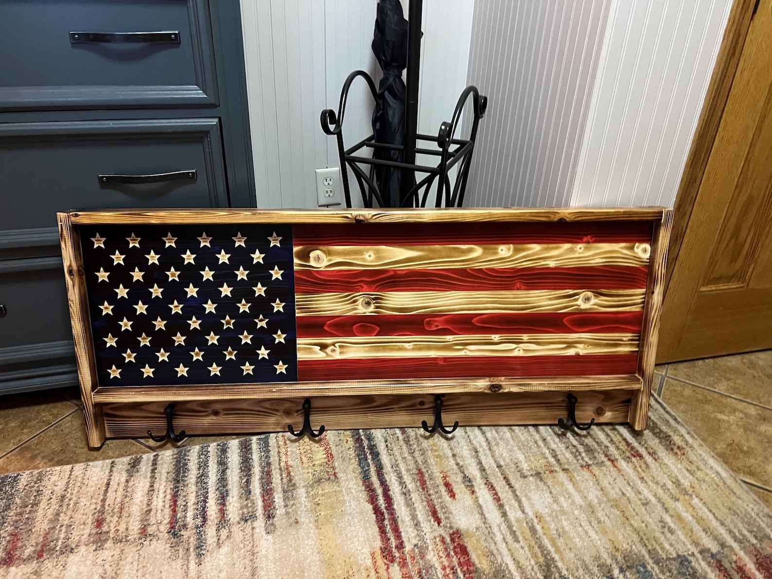 American Flag Coat Rack USA Coat Rack - Etsy