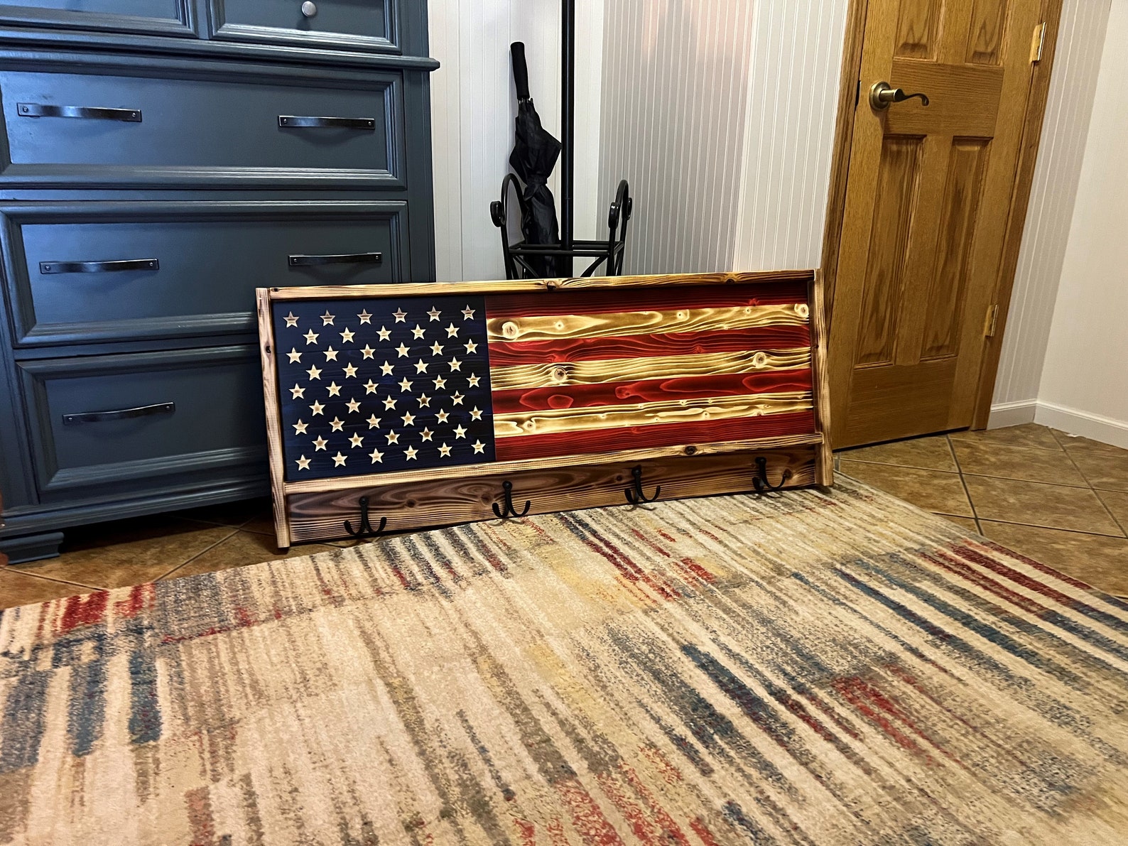 American Flag Coat Rack USA Coat Rack - Etsy
