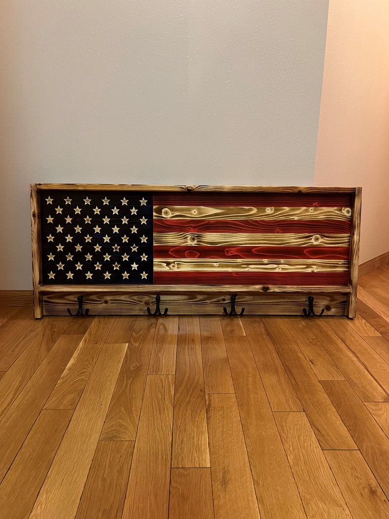 American Flag Coat Rack USA Coat Rack - Etsy