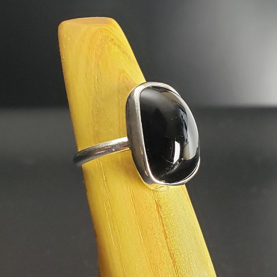Apache Tear Sterling Silver Ring - Etsy Australia