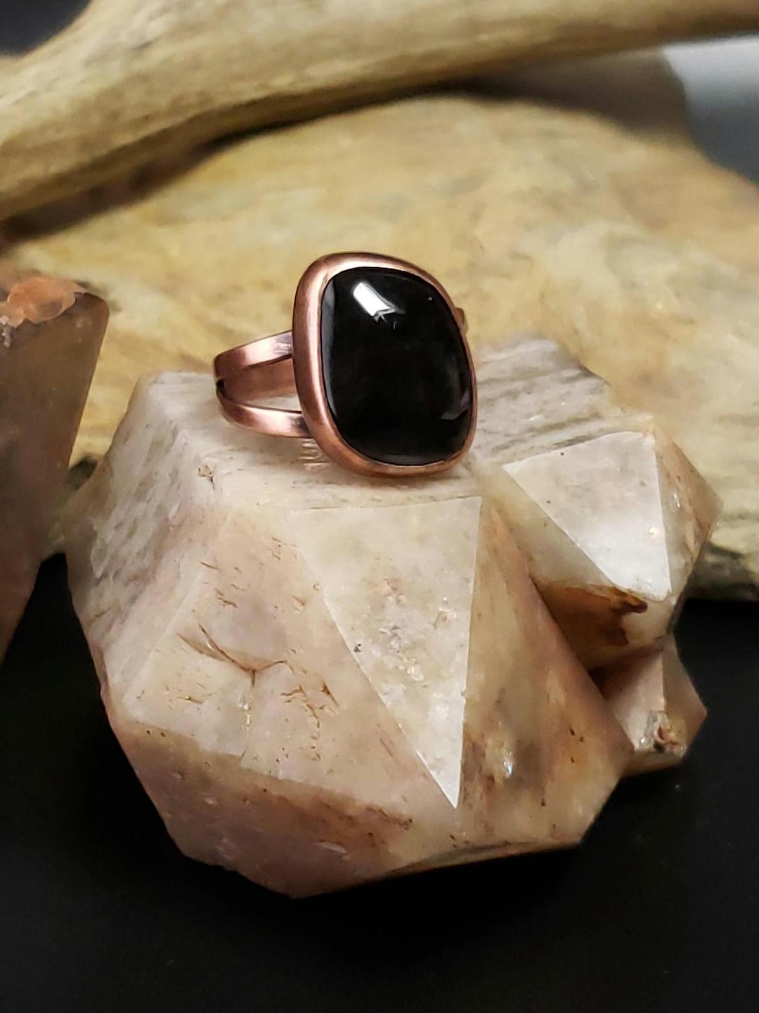 Apache Tear Obsidian Ring - Etsy