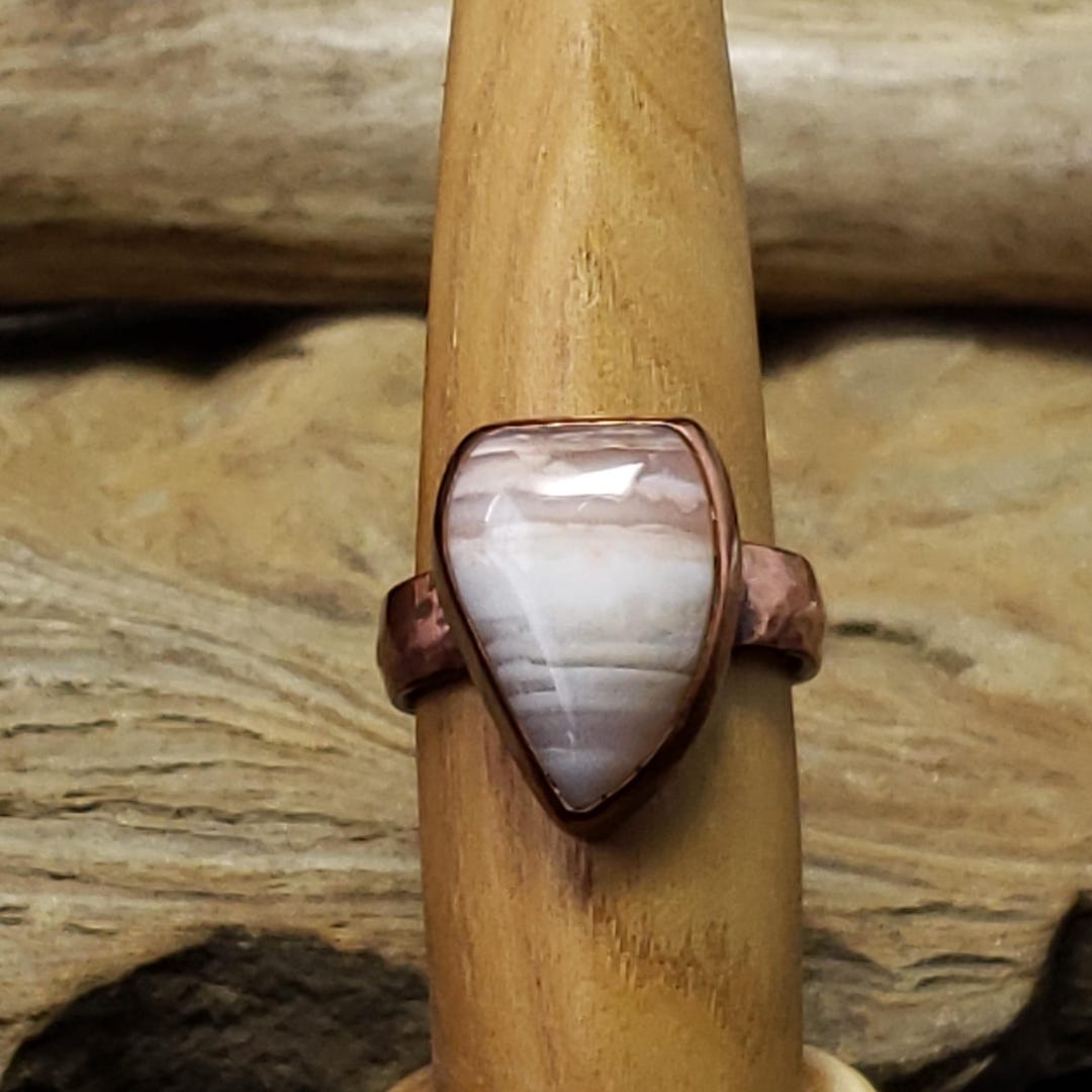 California Banded Agate and Forged Copper Statement Ring - Etsy