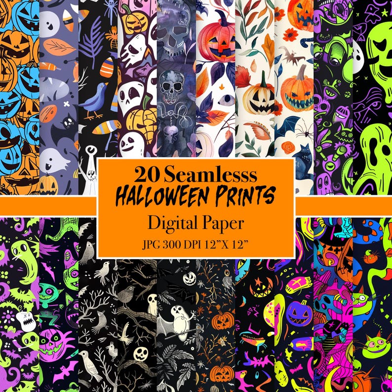 Design Digital Paper, Digital Download, Seamless Pattern, Halloween ...