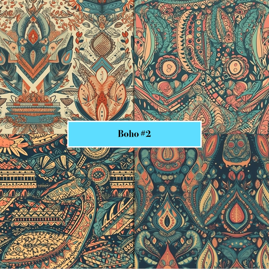 Design Digital Paper, Digital Download, Seamless Pattern, Boho Pattern ...