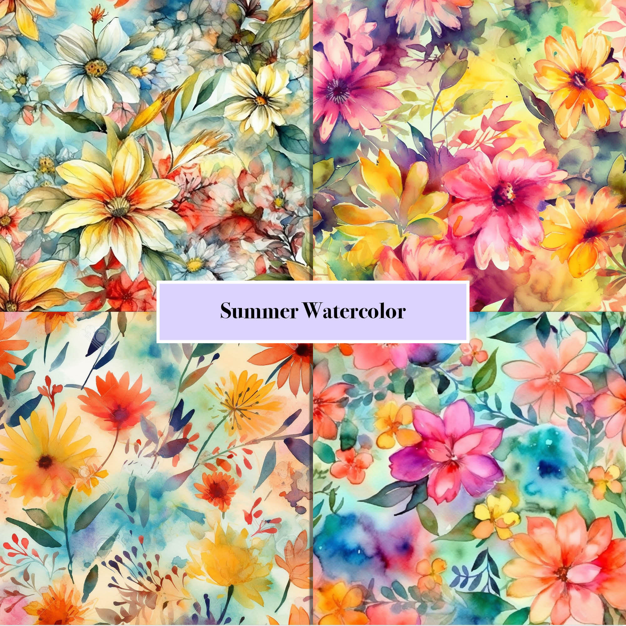 Flowers Digital Paper, Digital Download, Flowers Seamless Pattern ...