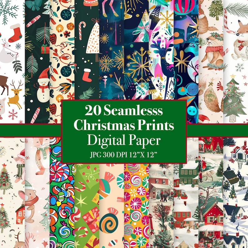 Design Digital Paper, Digital Download, Seamless Pattern, Christmas ...