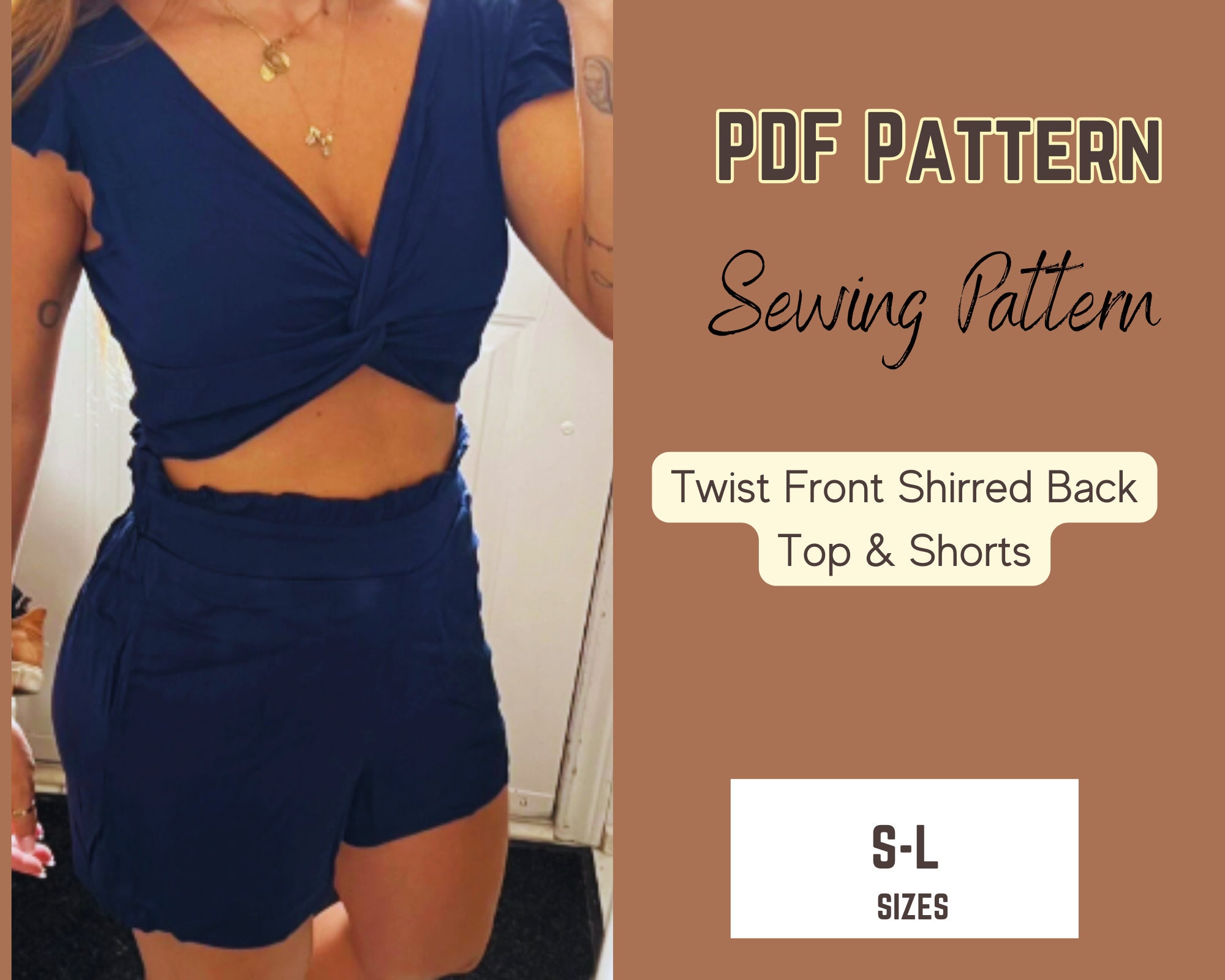 Terno Set Sewing Pattern Twist Front Top and Paper Bag Waist Shorts PDF ...