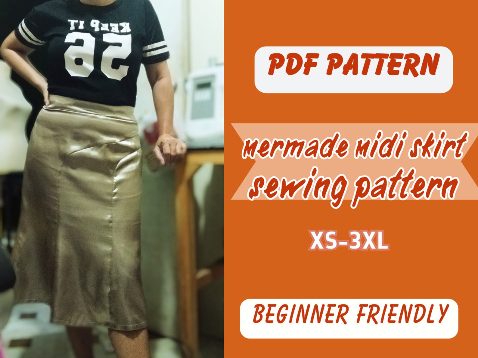 Fishtail Skirt Sewing Pattern: Midi Flare Mermaid Hem (PDF XS-3XL) - Etsy