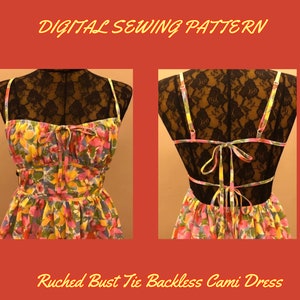 Tie Backless Cami Dress Sewing Pattern, Pdf XXS-4XL Size, Easy to Sew ...