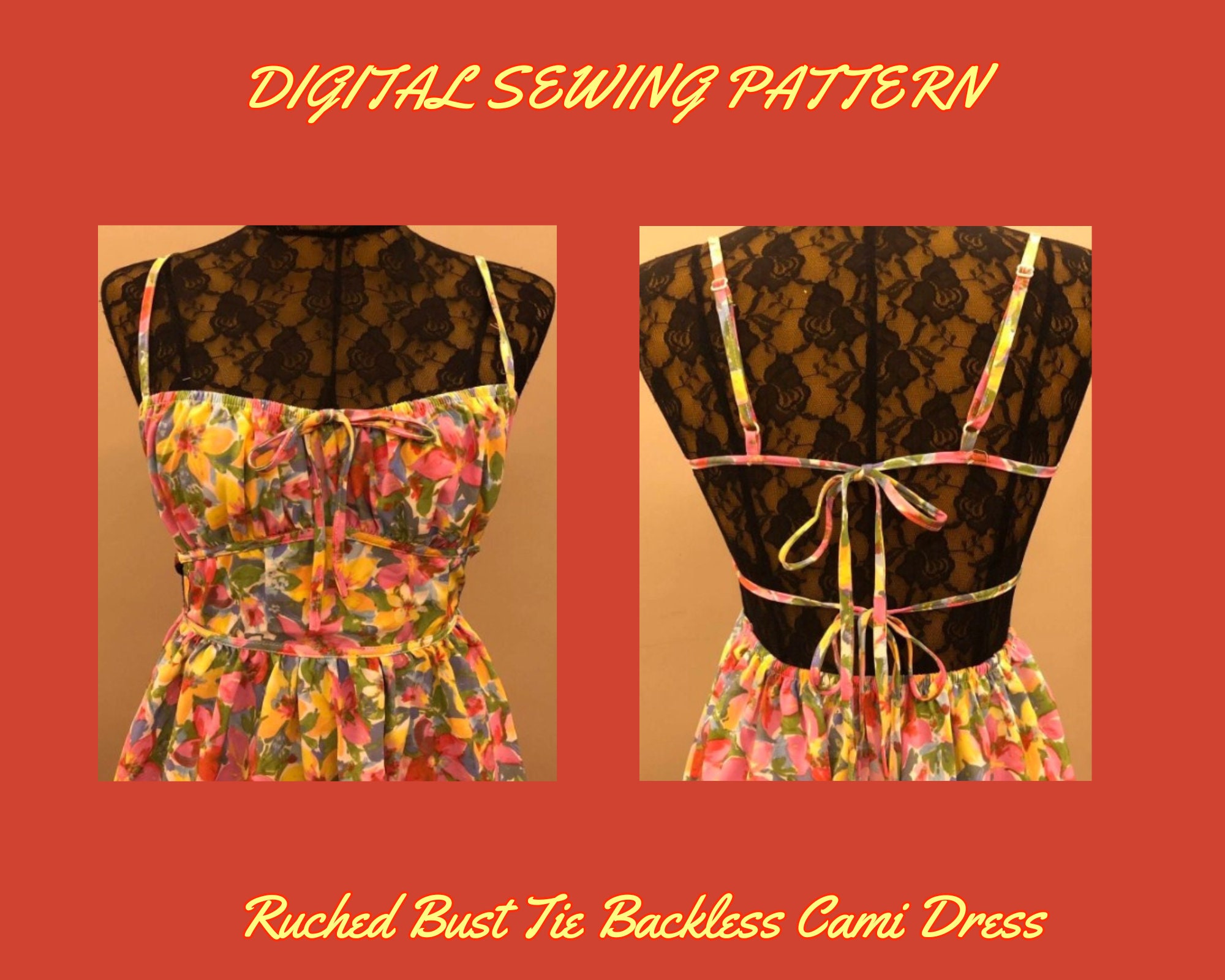 Tie Backless Cami Dress Sewing Pattern, Pdf XXS-4XL Size, Easy to Sew ...