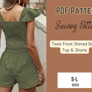 Terno Twisted Top and Paperbag Short Pants , Sewing Pattern, Linen ...
