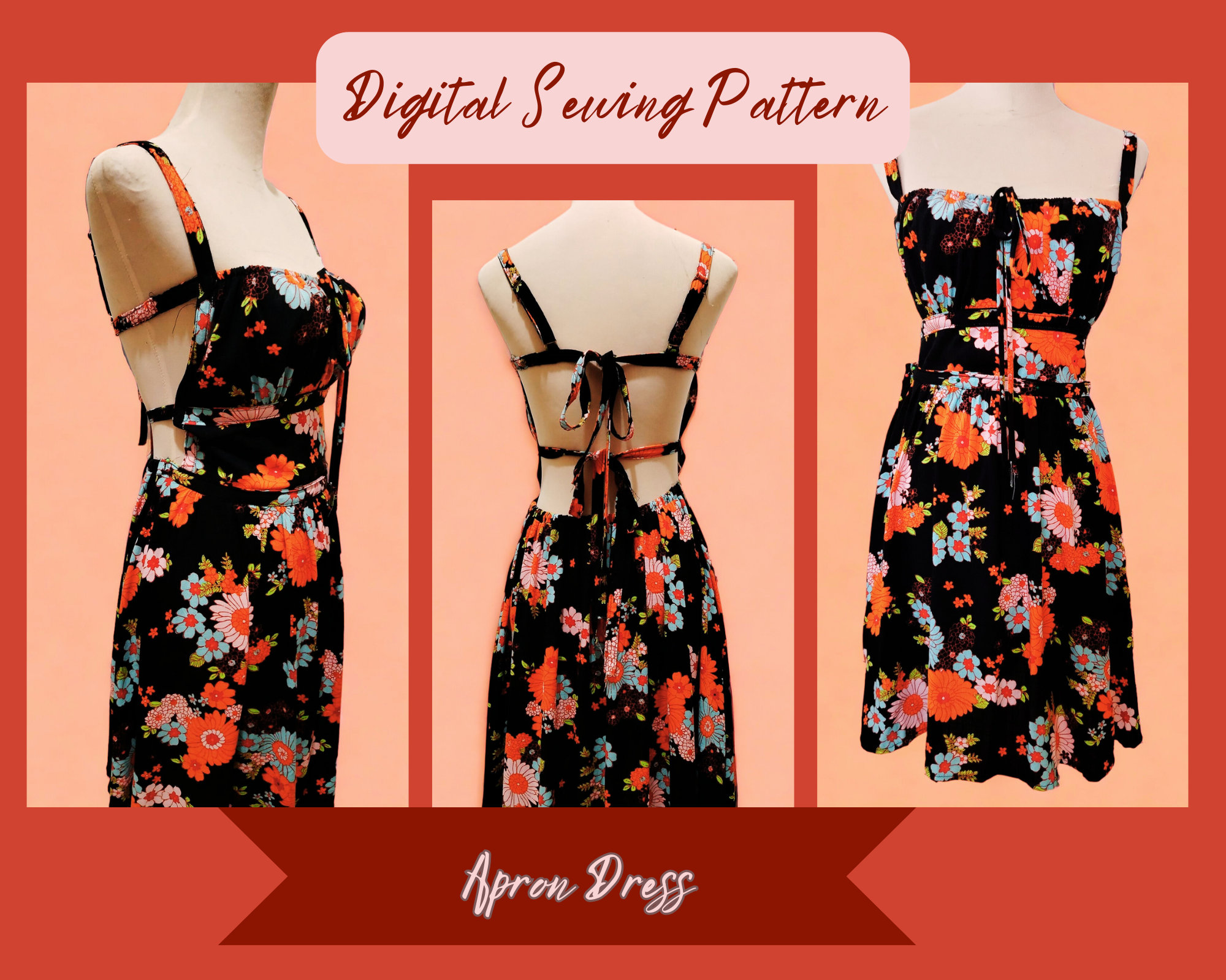 Tie Backless Cami Dress Sewing Pattern, Pdf XXS-4XL Size, Easy to Sew ...