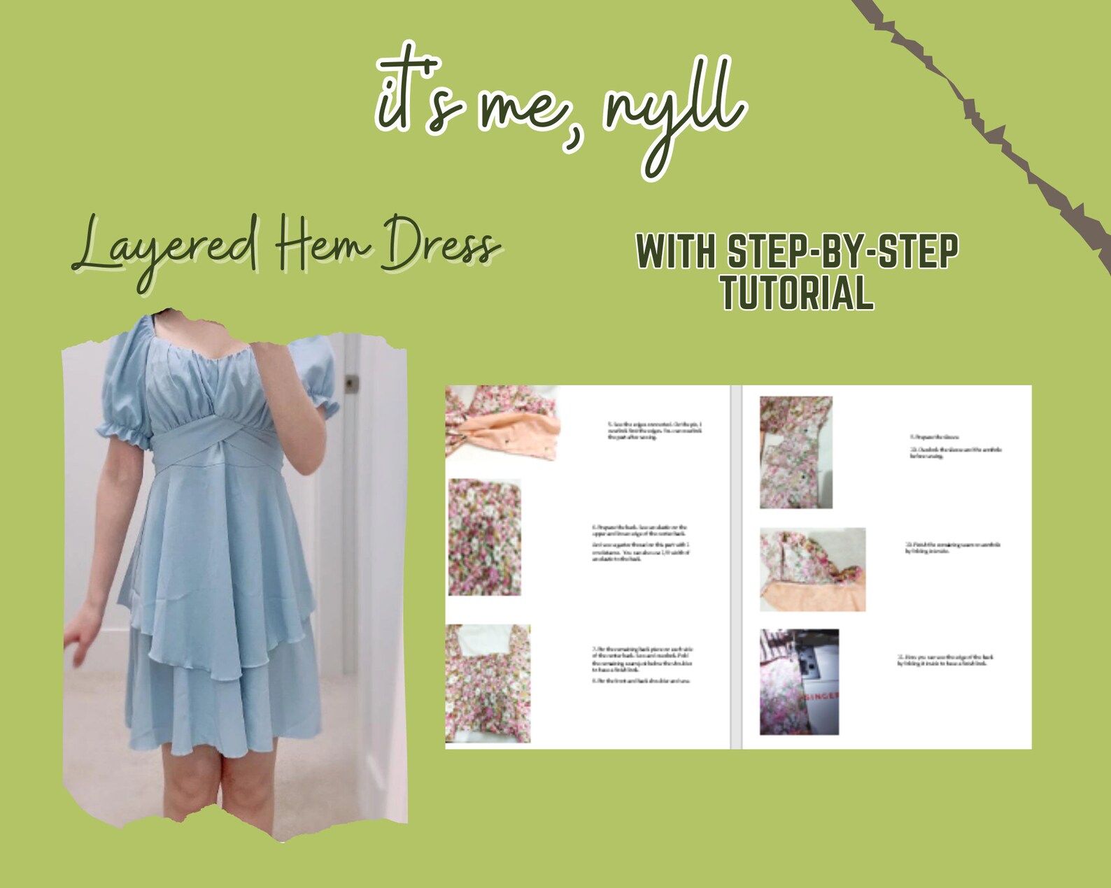 Layered Hem Dress Sewing Pattern Sweetheart Neck Women High Waist PDF ...