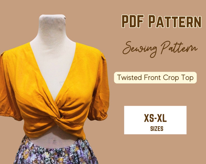 Twist Front Top Sewing Pattern PDF XS-XXXL, Diy Puff Sleeve Blouse ...