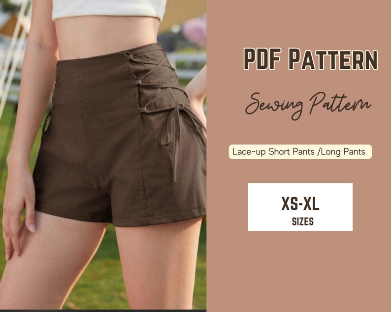 High Waist Short Pattern Plus Lace up Wide Leg Pants Pattern - Etsy