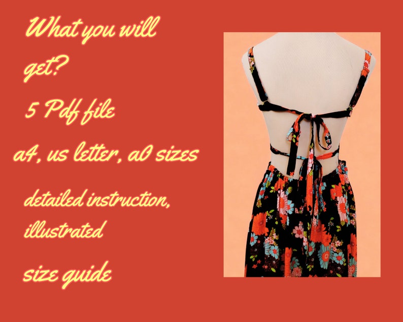 Tie Backless Cami Dress Sewing Pattern, Pdf XXS-4XL Size, Easy to Sew ...