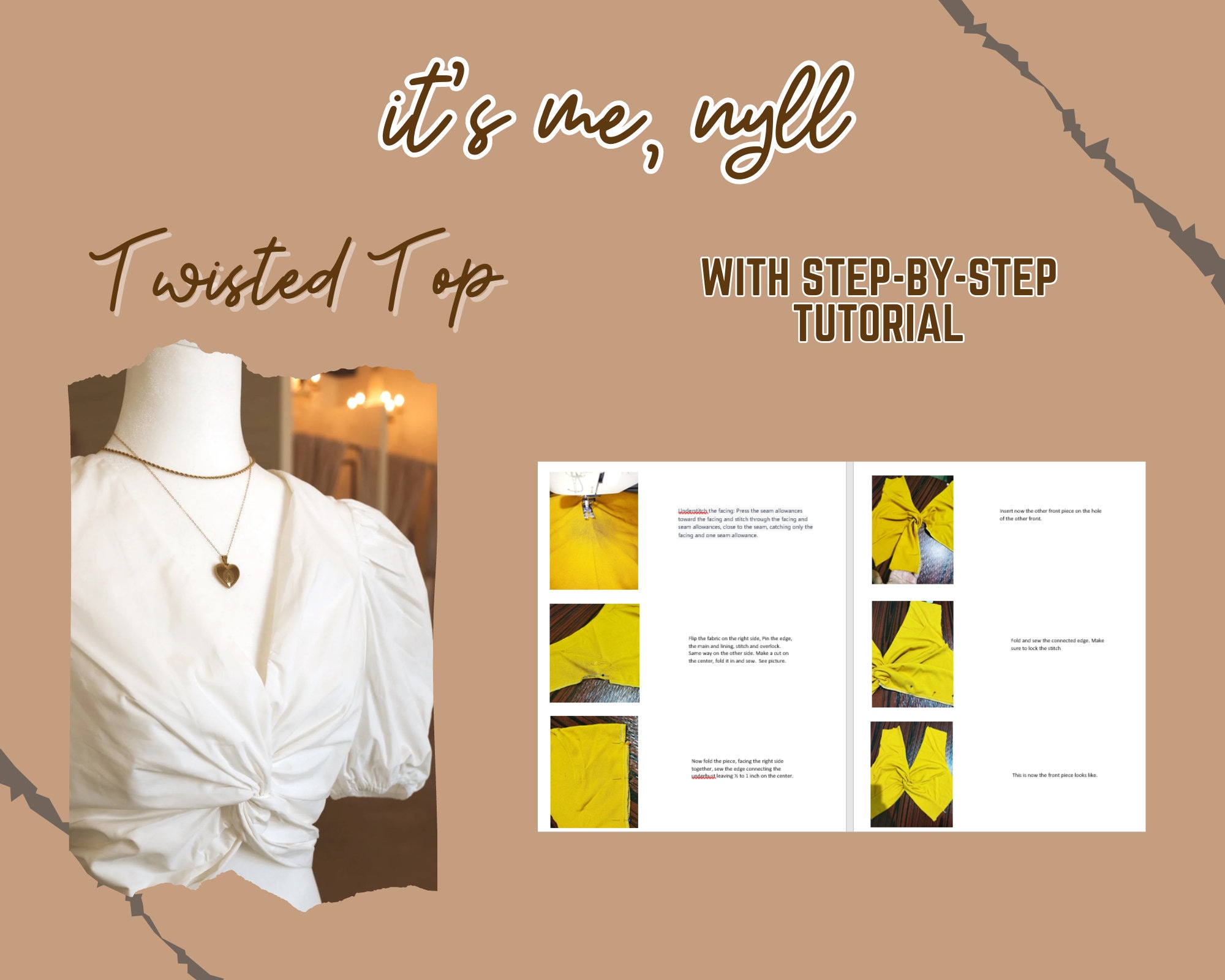 Twist Front Top Sewing Pattern PDF XS-XXXL, Diy Puff Sleeve Blouse ...