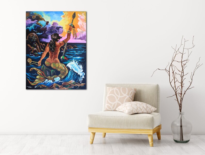 Mermaid Art Taino Art Taino Painting Taino Wall Art Taina Art - Etsy
