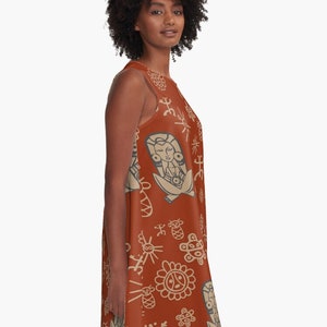 Taino Tribute Bengala Red A-line Dress Taino Symbols Atabey Sol De ...