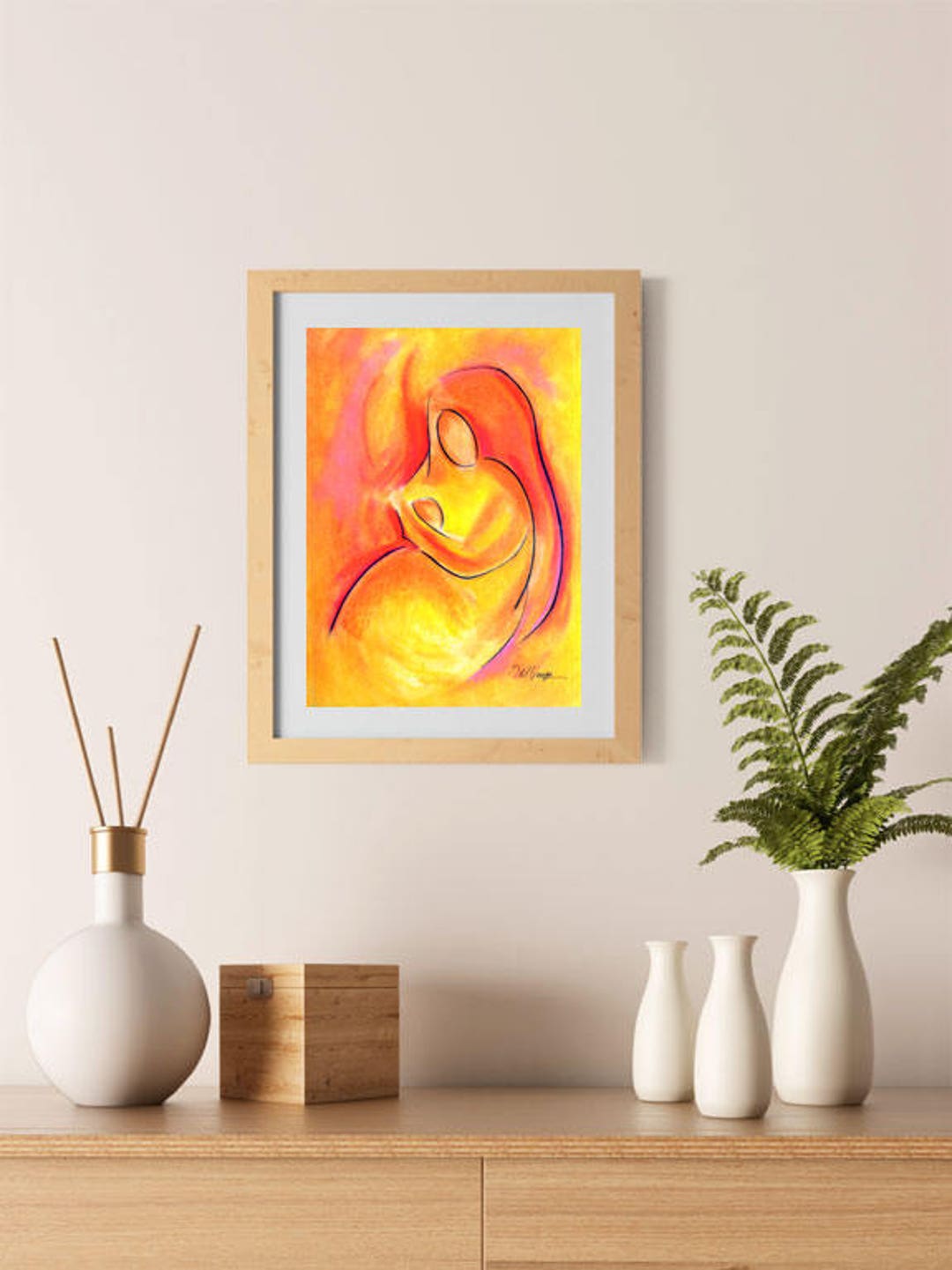 Mother and Child Art Maternity Art Mother With Baby Nursery Wall Art ...