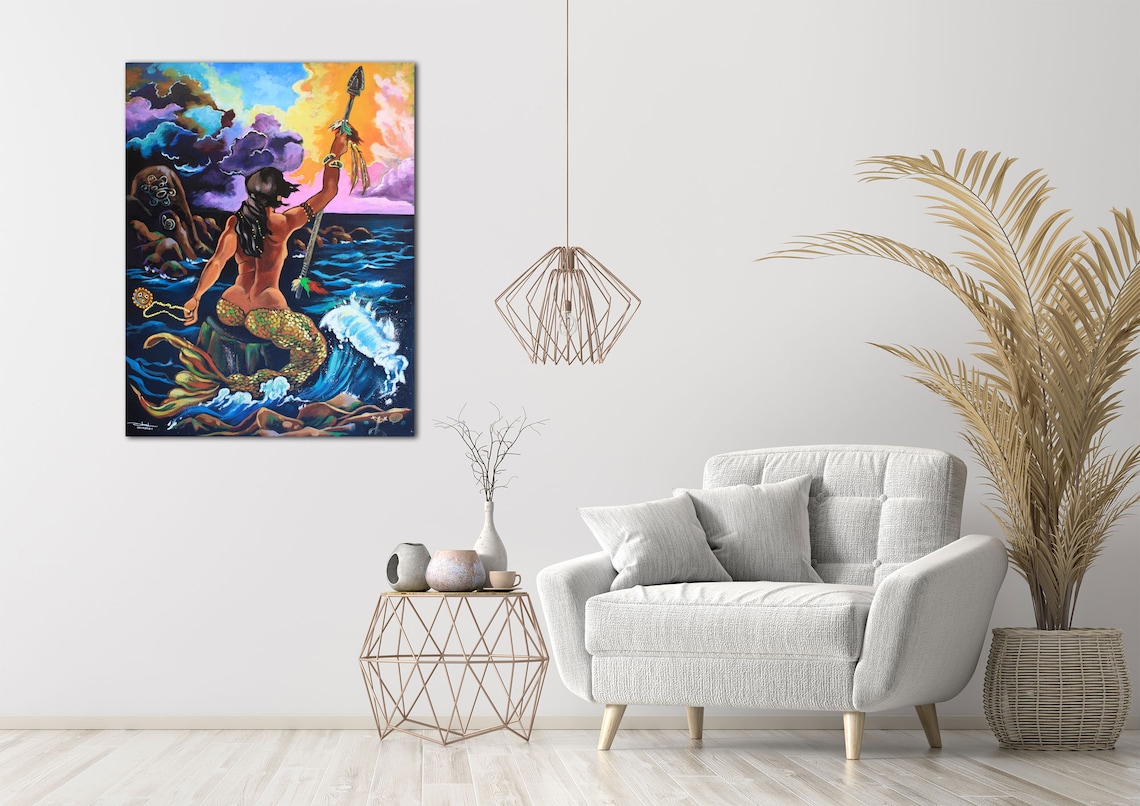 Mermaid Art Taino Art Taino Painting Taino Wall Art Taina Art - Etsy