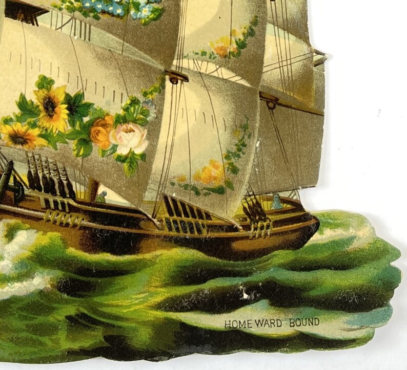 Vintage Victorian Era Die-cut - Homeward Bound Clipper Ship. Antique ...