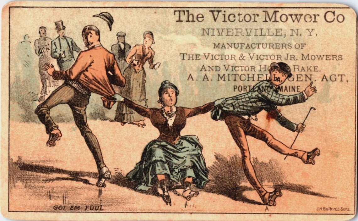 1880s Victor Mower Co Trade Card Lady Falling on Roller Skates - Etsy