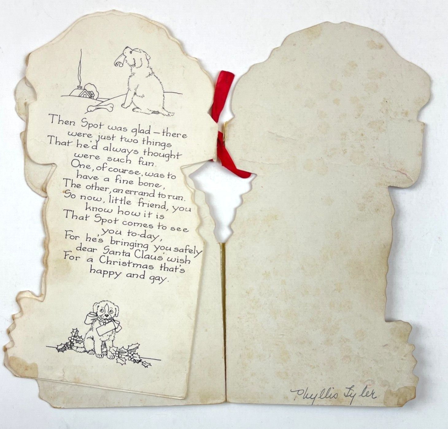 Antique 1920s Puppy Christmas Story Book Card Santa's Dog Spot - Etsy