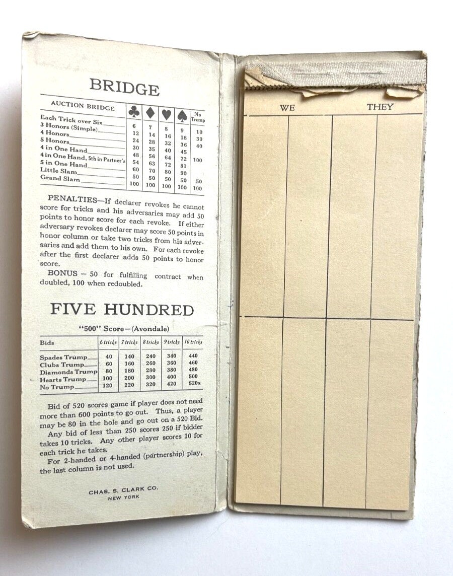 Vintage Bridge Tally Card Book W/ Beautiful Lady Cover 7.3 X 3.2 Inch ...